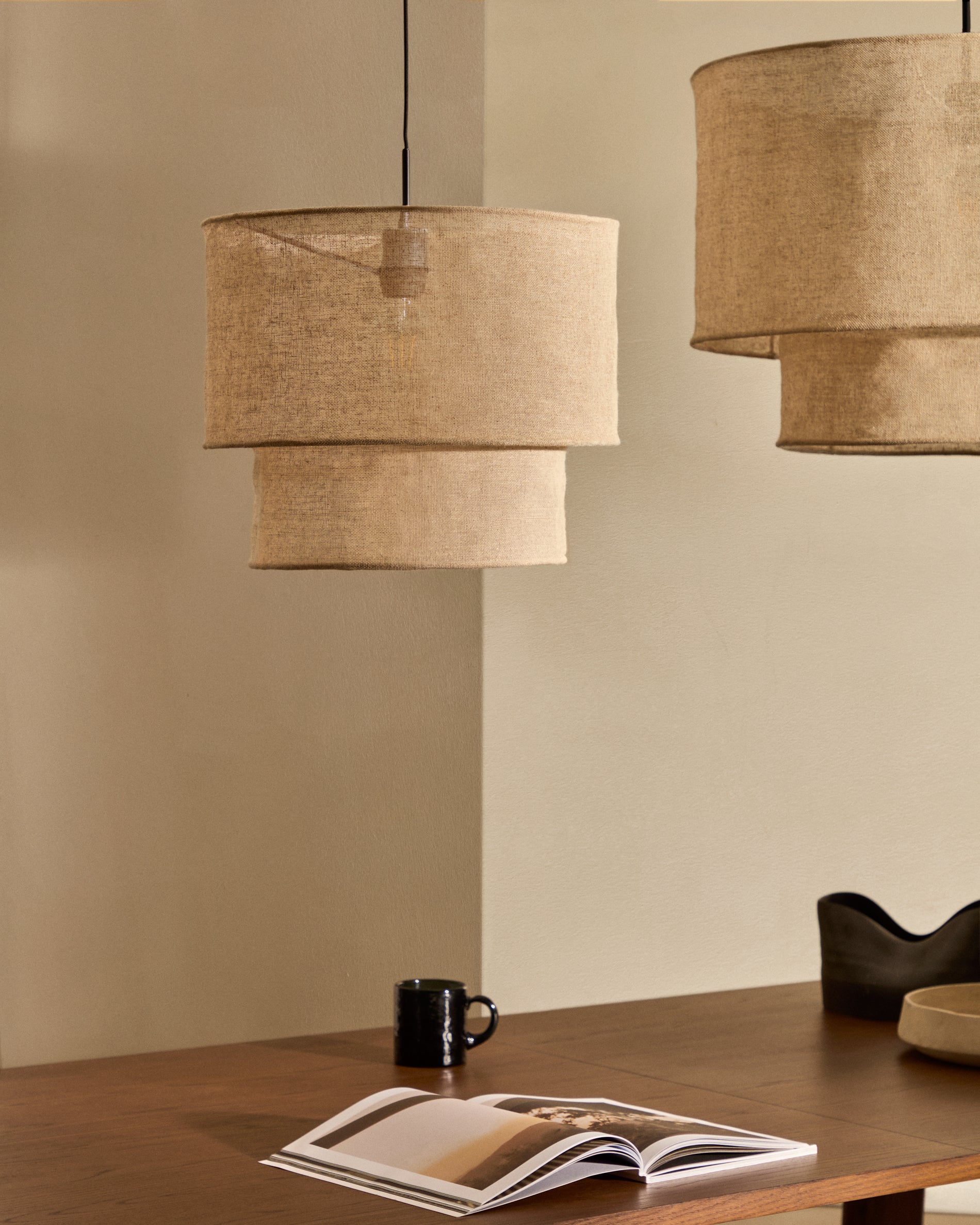 Paralume per lampada da soffitto Mariela in lino con finitura in beige ...